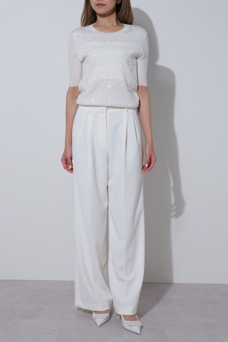 【25AW商品-25348045】スパンコール刺繍半袖ニットプルオーバー – DUAL VIEW